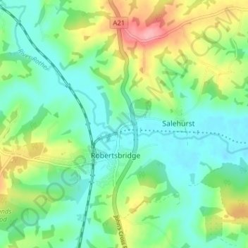 Mapa topográfico Northbridge Street, altitud, relieve