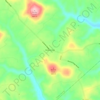 Mapa topográfico Bethelridge, altitud, relieve