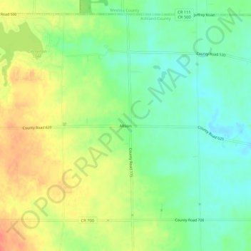 Mapa topográfico Albion, altitud, relieve