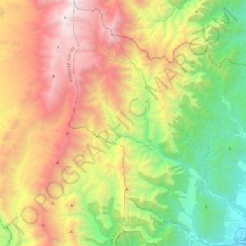 Mapa topográfico Municipio de Vaqueros, altitud, relieve