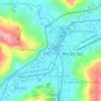 Mapa topográfico Canoas, altitud, relieve