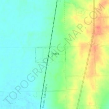 Mapa topográfico Tindall, altitud, relieve