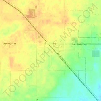 Mapa topográfico Sterling, altitud, relieve