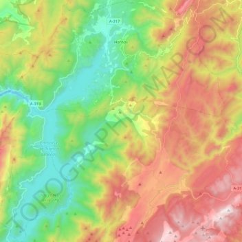 Mapa topográfico Hornos, altitud, relieve