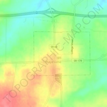 Mapa topográfico Hayesville, altitud, relieve