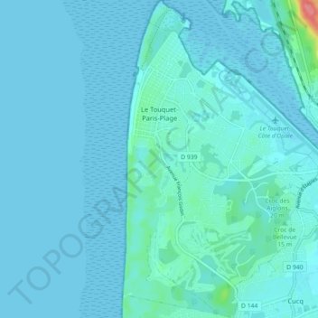 Mapa topográfico Le Touquet-Paris-Plage, altitud, relieve