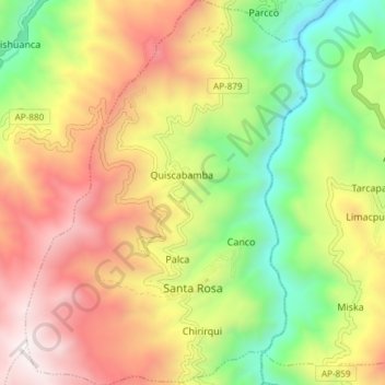 Mapa topográfico Santa Rosa, altitud, relieve