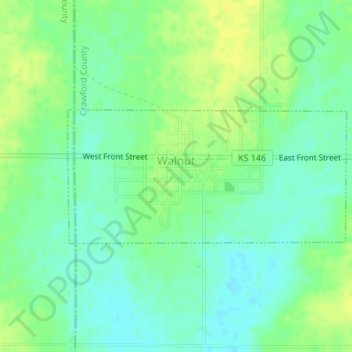 Mapa topográfico Walnut, altitud, relieve