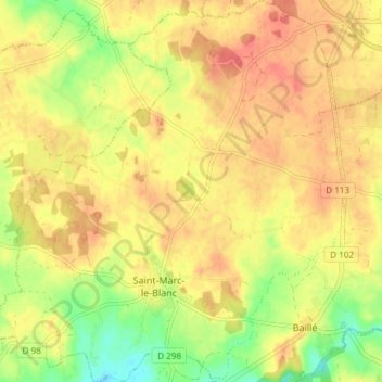 Mapa topográfico Saint-Marc-le-Blanc, altitud, relieve
