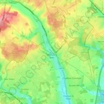 Mapa topográfico Chalfont St Giles, altitud, relieve