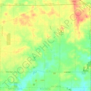 Mapa topográfico Leroy Township, altitud, relieve