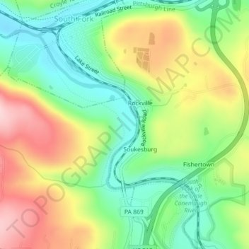 Mapa topográfico South Fork of the Little Conemaugh River, altitud, relieve